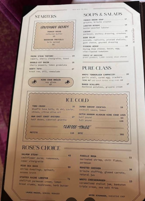 Butcher & Rose Restaurant Menu | High-quality Dining in Columbus, OH